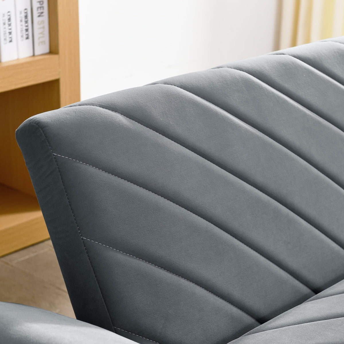 Furnibear 87in Futon Sofa Bed, Velvet Fabric Comfy Futon Couch Bed, Co