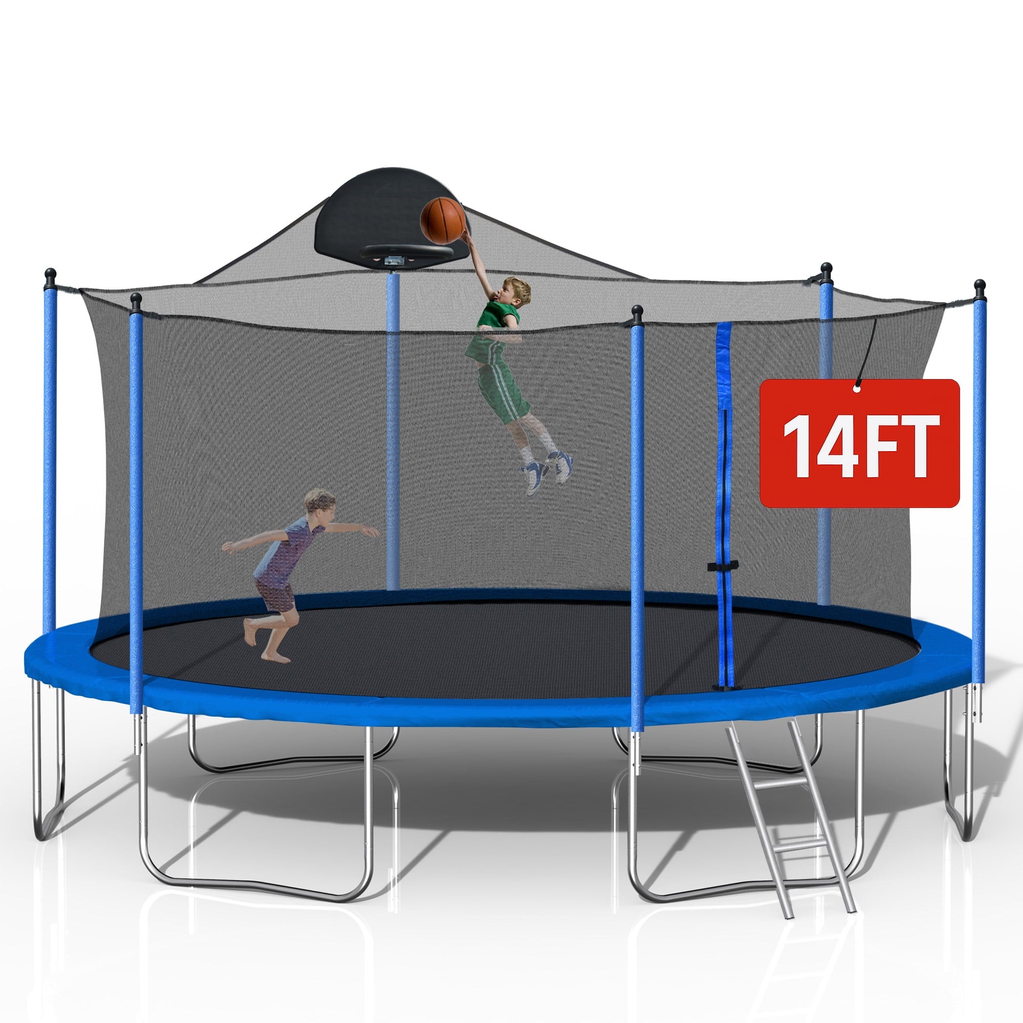 Furnibear 14FT Trampoline for Adults Kids with Basketball Hoop, Outdoo
