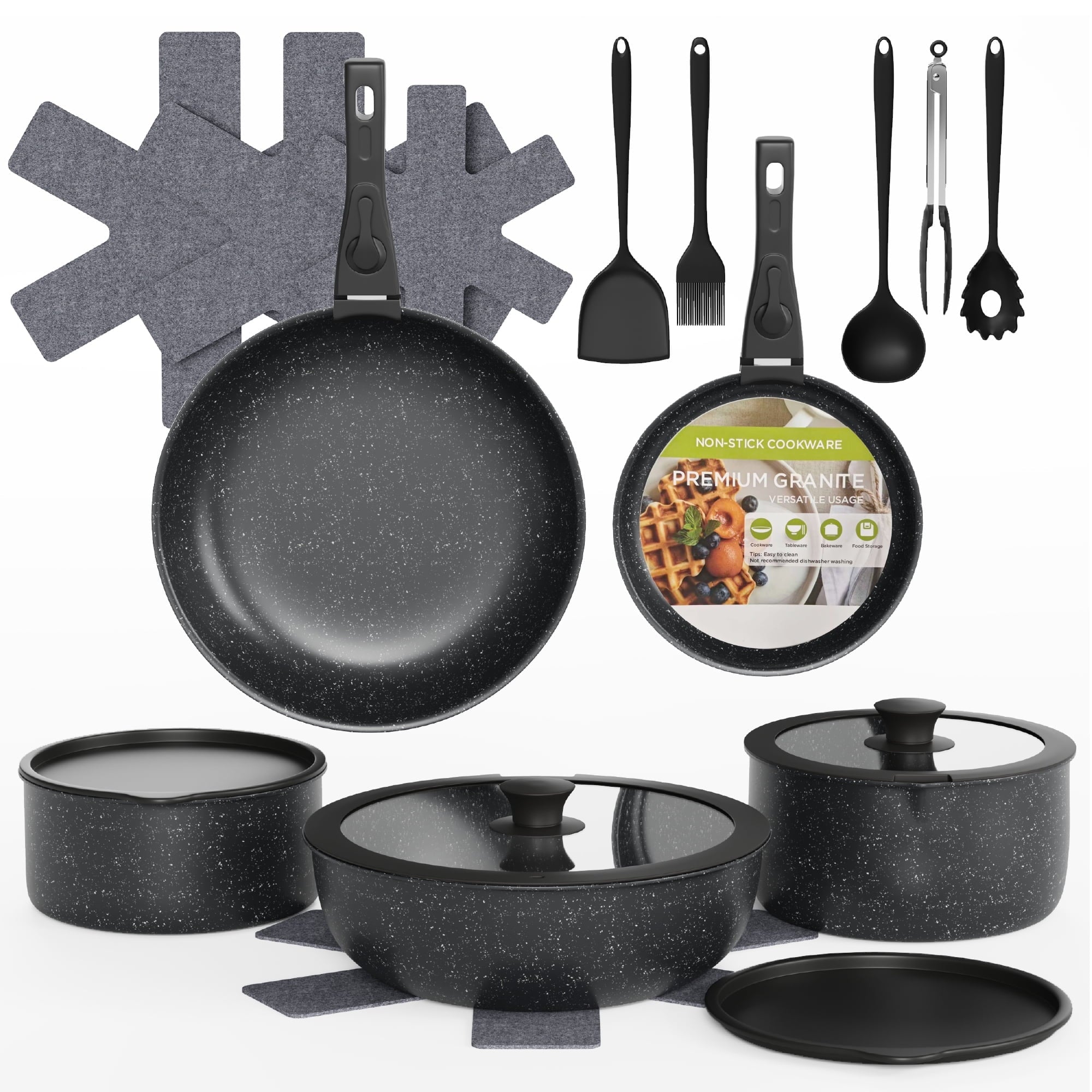 Furnibear 20pcs Pots and Pans Set Nonstick Kitchen Ceramic Cookware Se