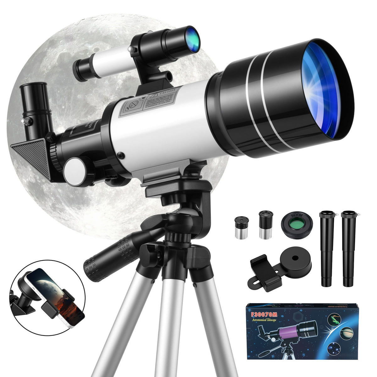 Furnibear Telescope for Kids and Adults 70mm Aperture High Powered Ref