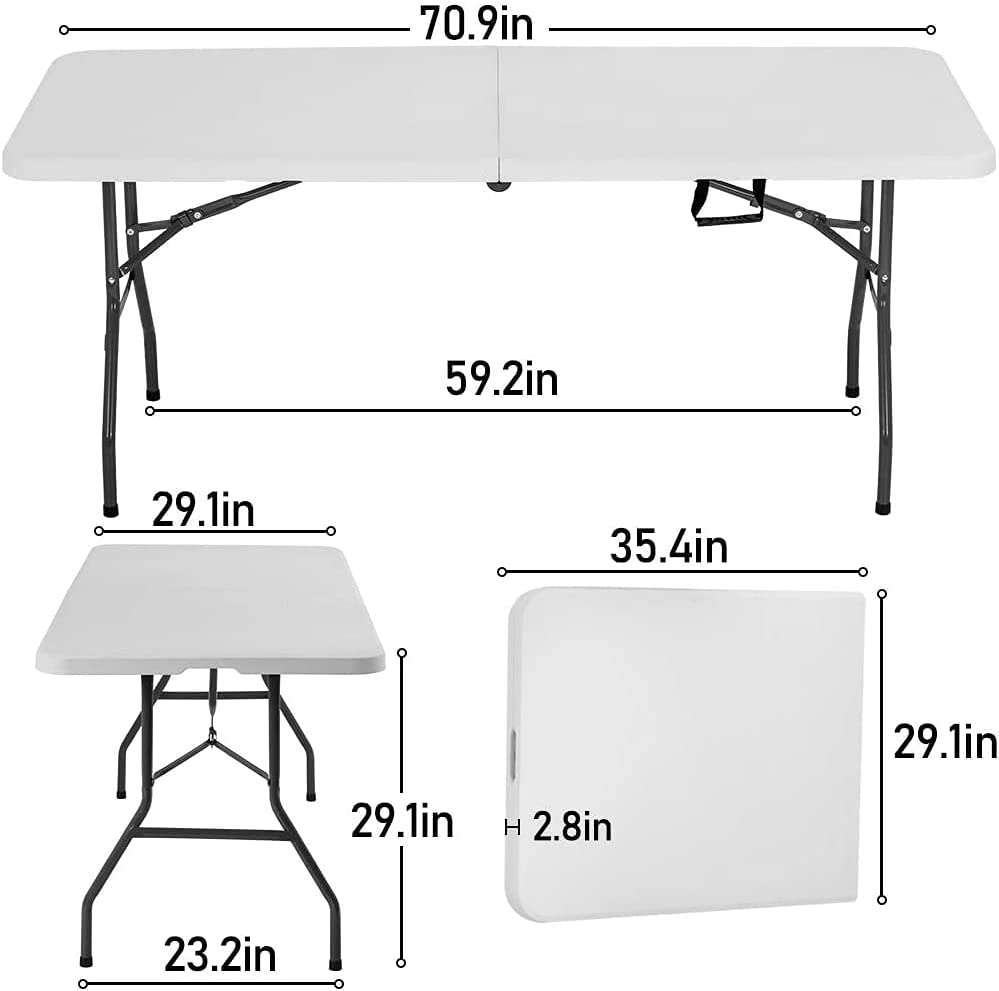 6FT Picnic Table Folding Table Camping Table Plastic Table Fold Up Tab ...